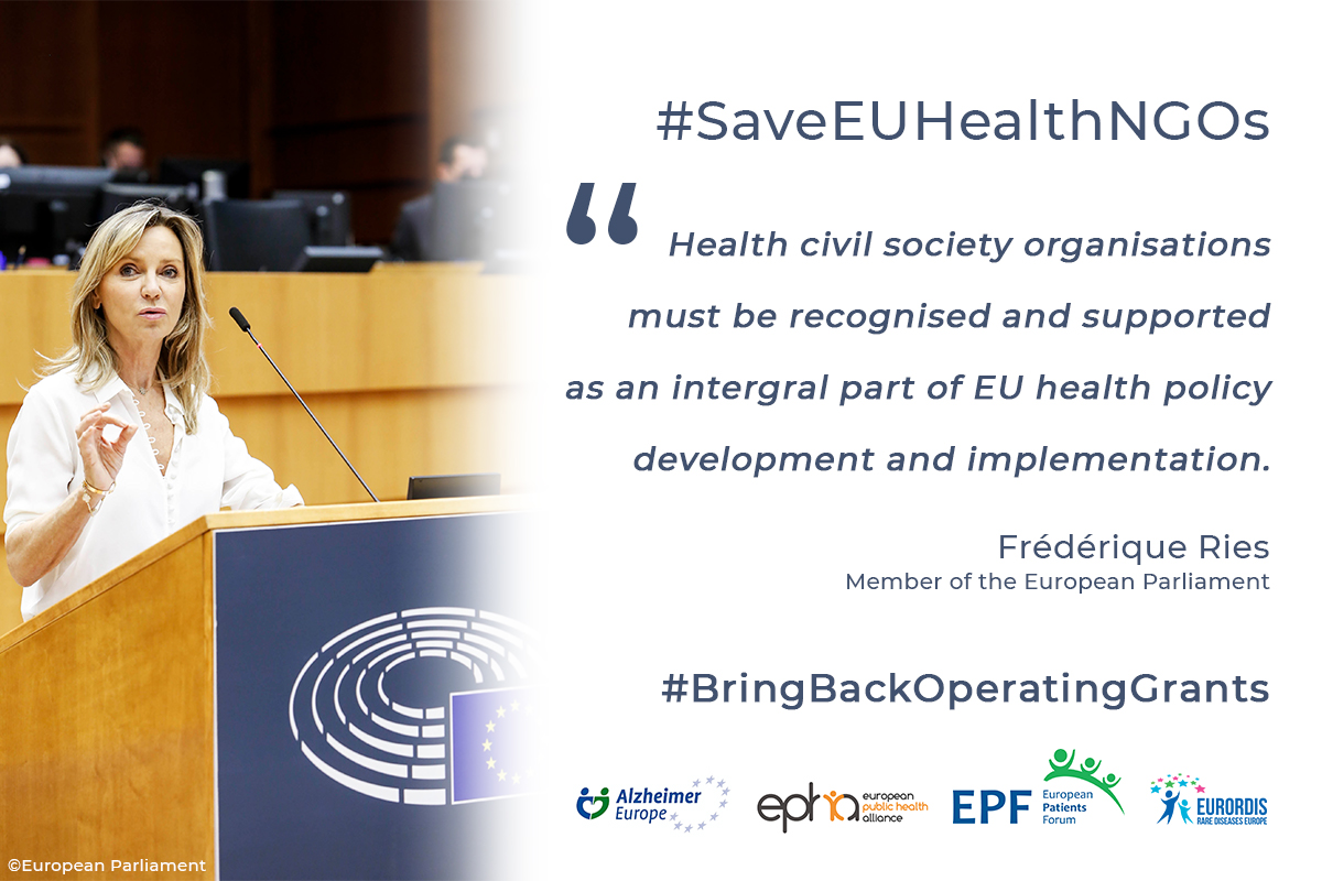 Frédérique Ries, MEP, renews call for operating grants for health NGOs ...